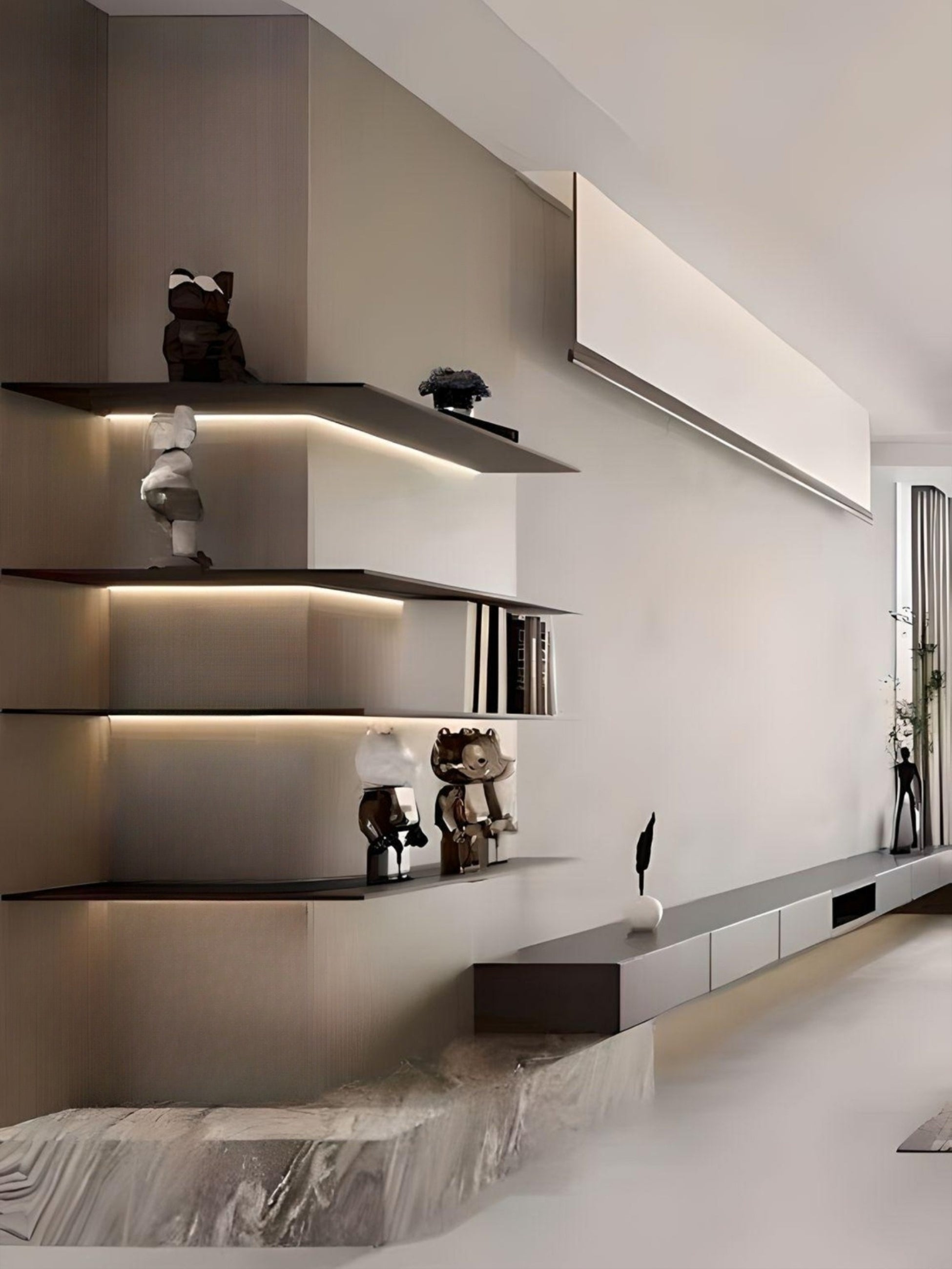 L-Shape LED Recessed Floating Shelves | Corner Walls – Pamper Haus ...