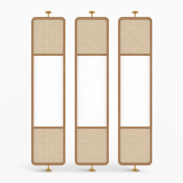 Mid Century Modern Fluted Glass Cane Privacy Screen | Room Divider ...