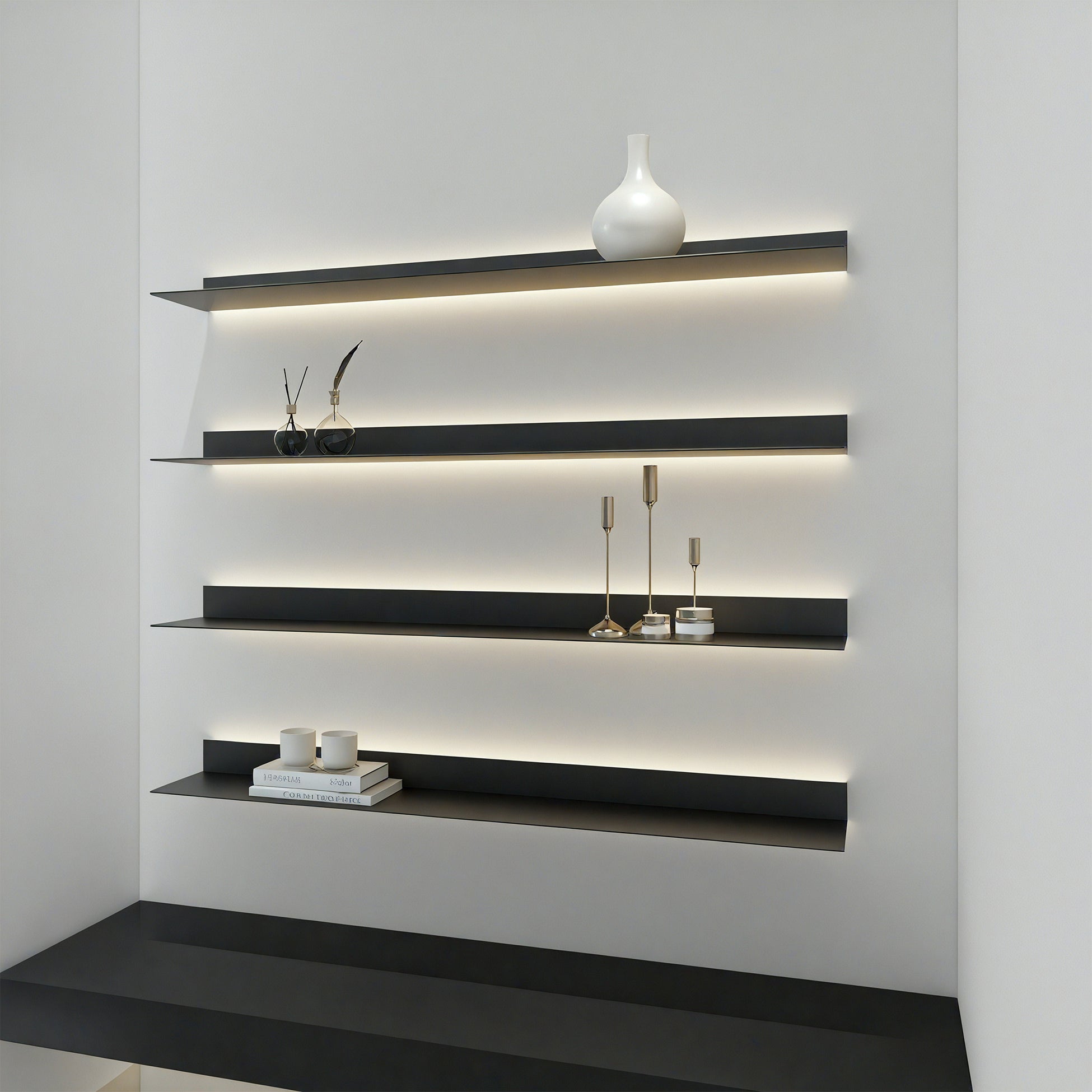 Wood & Aluminum Floating Shelves - Pamper Haus Design Shop