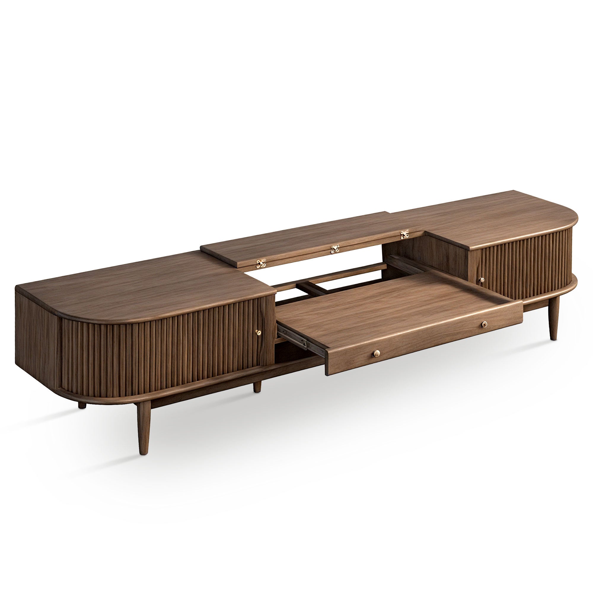 Mid Century Walnut Media Stand For Short Throw Projector