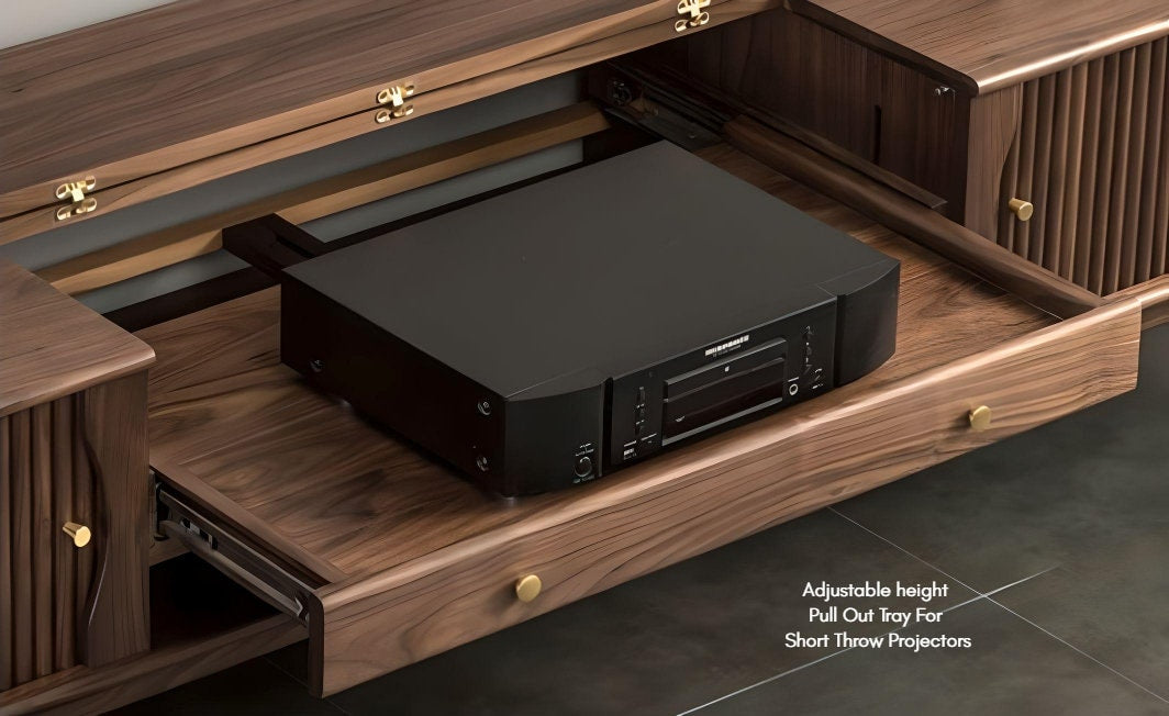 Mid Century Walnut Media Stand For Short Throw Projector