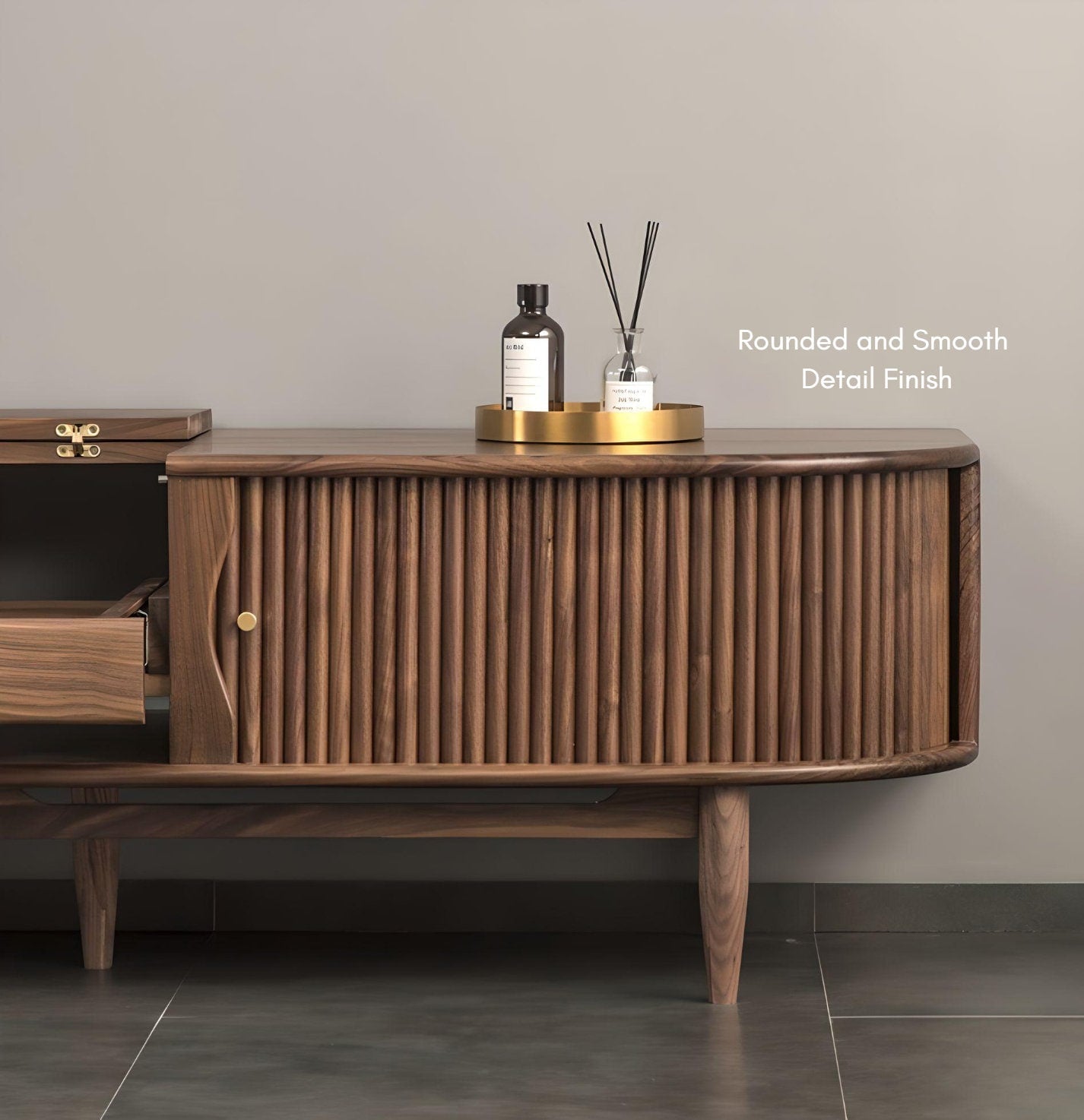 Mid Century Walnut Media Stand For Short Throw Projector