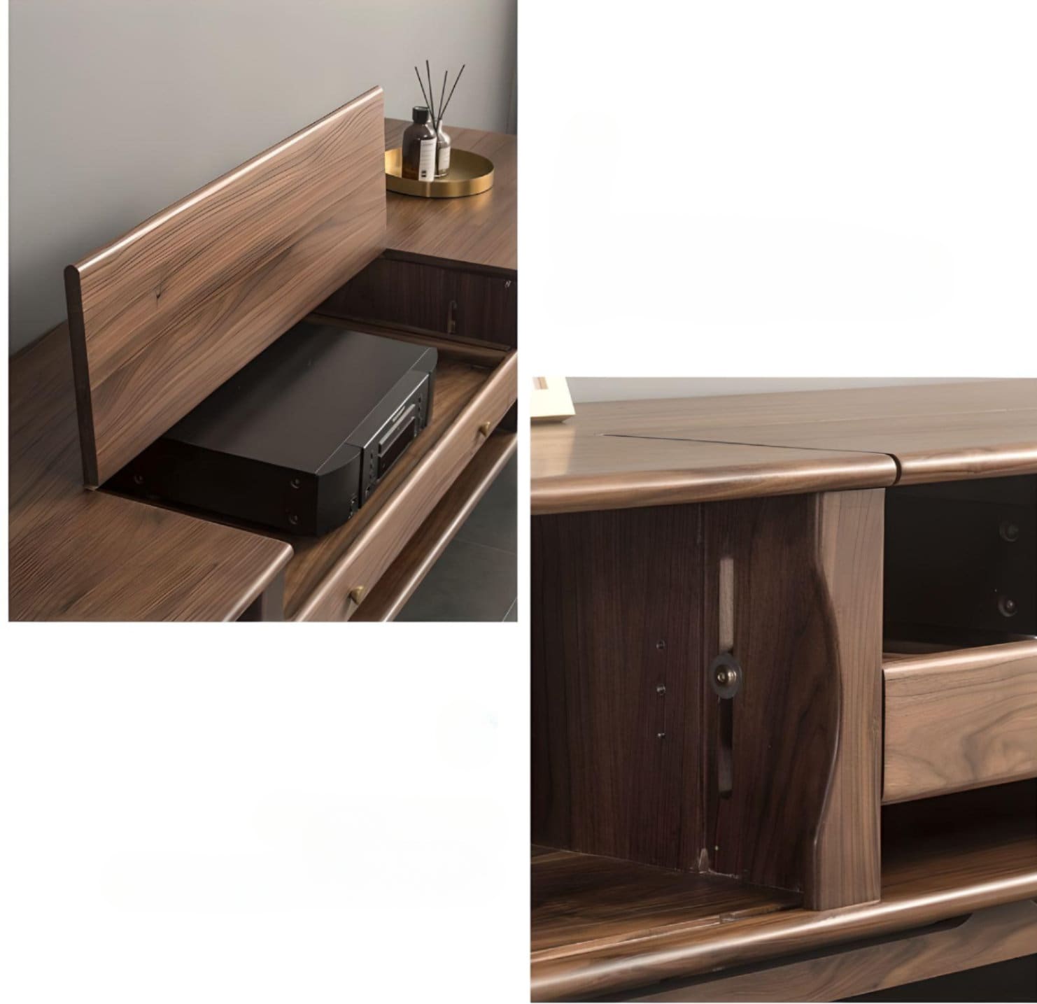 Mid Century Walnut Media Stand For Short Throw Projector