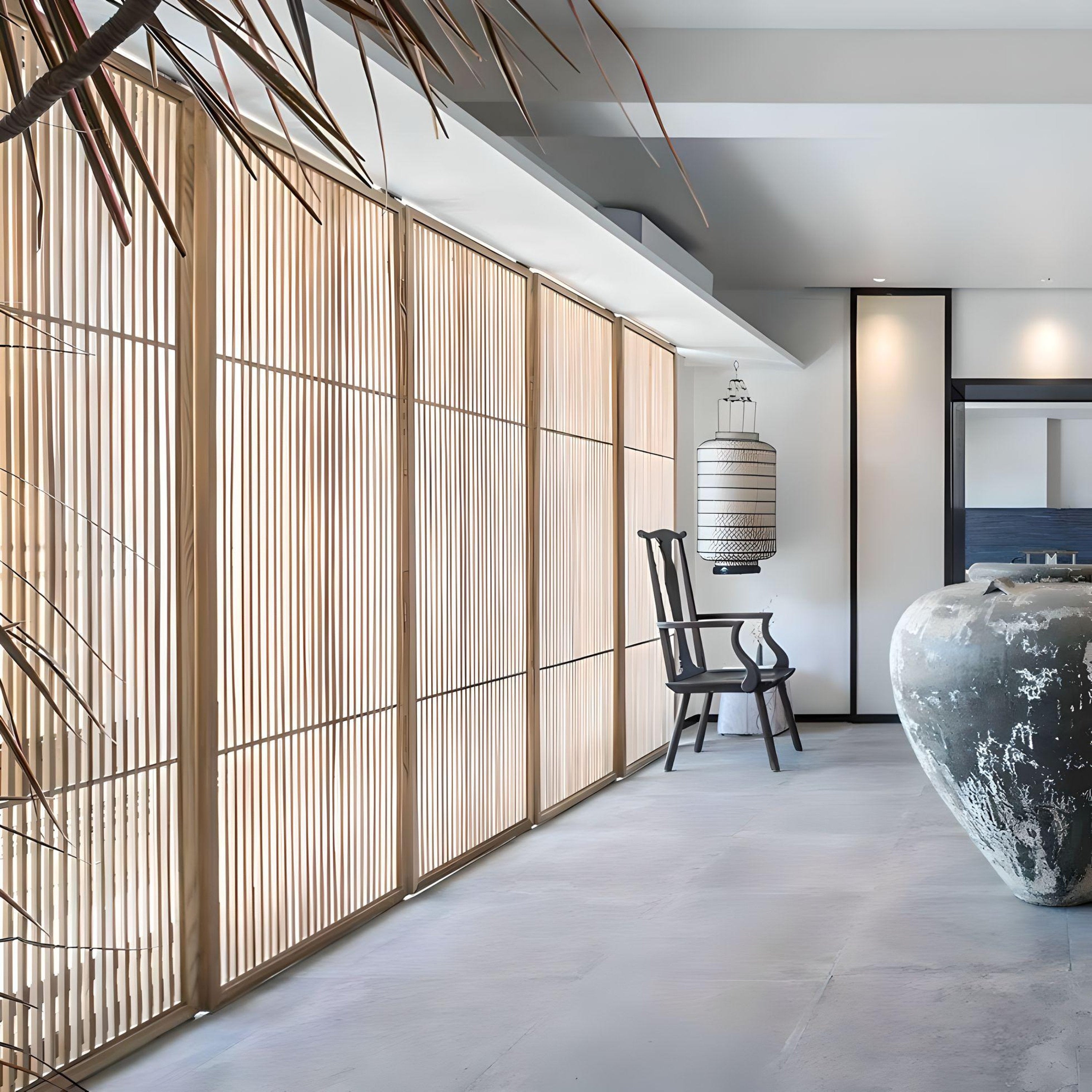 Modern Wood Slat Sliding Door | Asian Style Wood Slat Door | Modern Pi